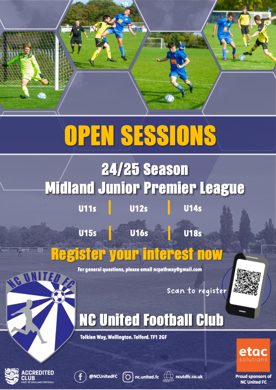 OPEN SESSIONS – MJPL 24/25 Season – NC United FC